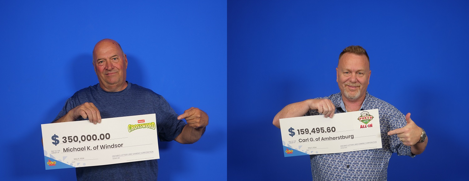 Two men in Windsor-Essex celebrating after OLG wins