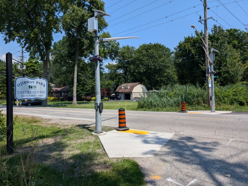Construction of new pedestrian crosswalk by Ojibway Nature Centre ...