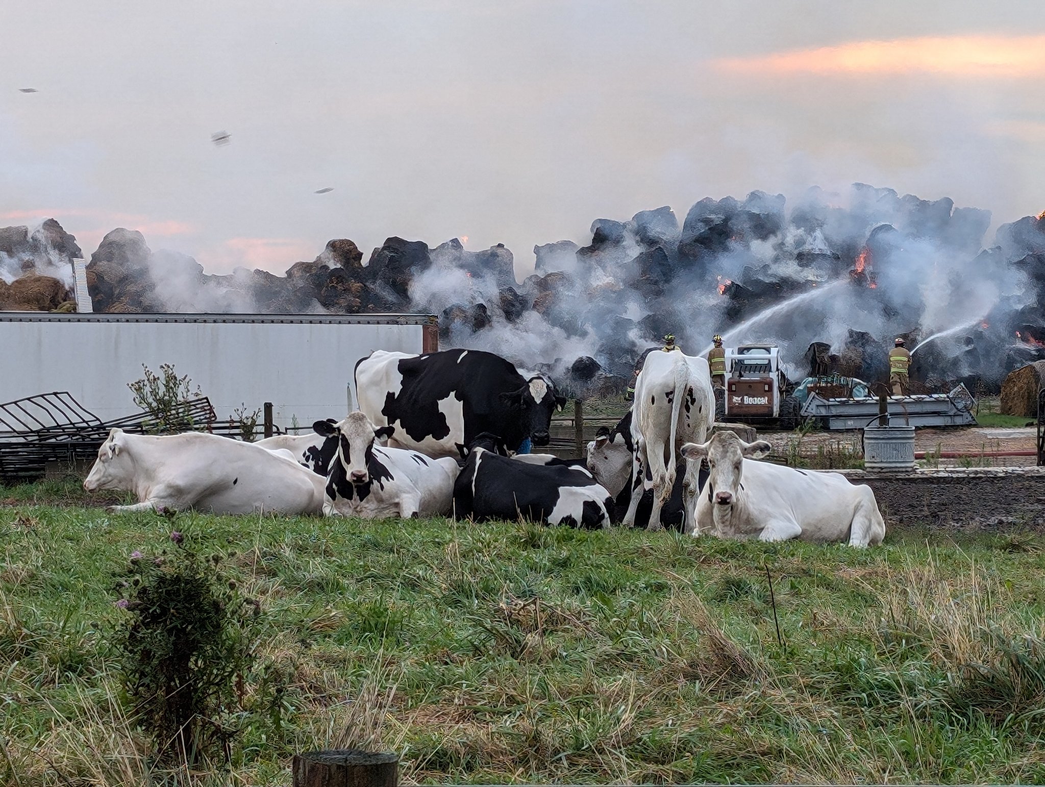 About 1000 hay bales catch fire in Tecumseh