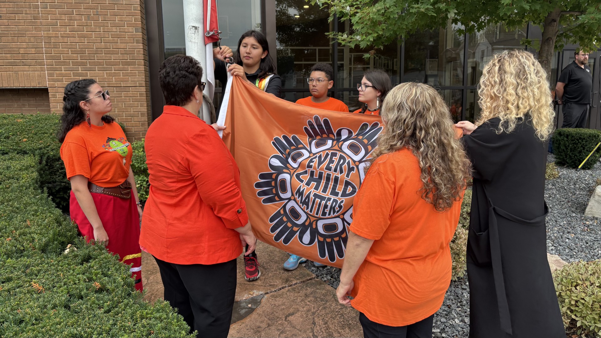 Every Child Matters flag flying at GECDSB